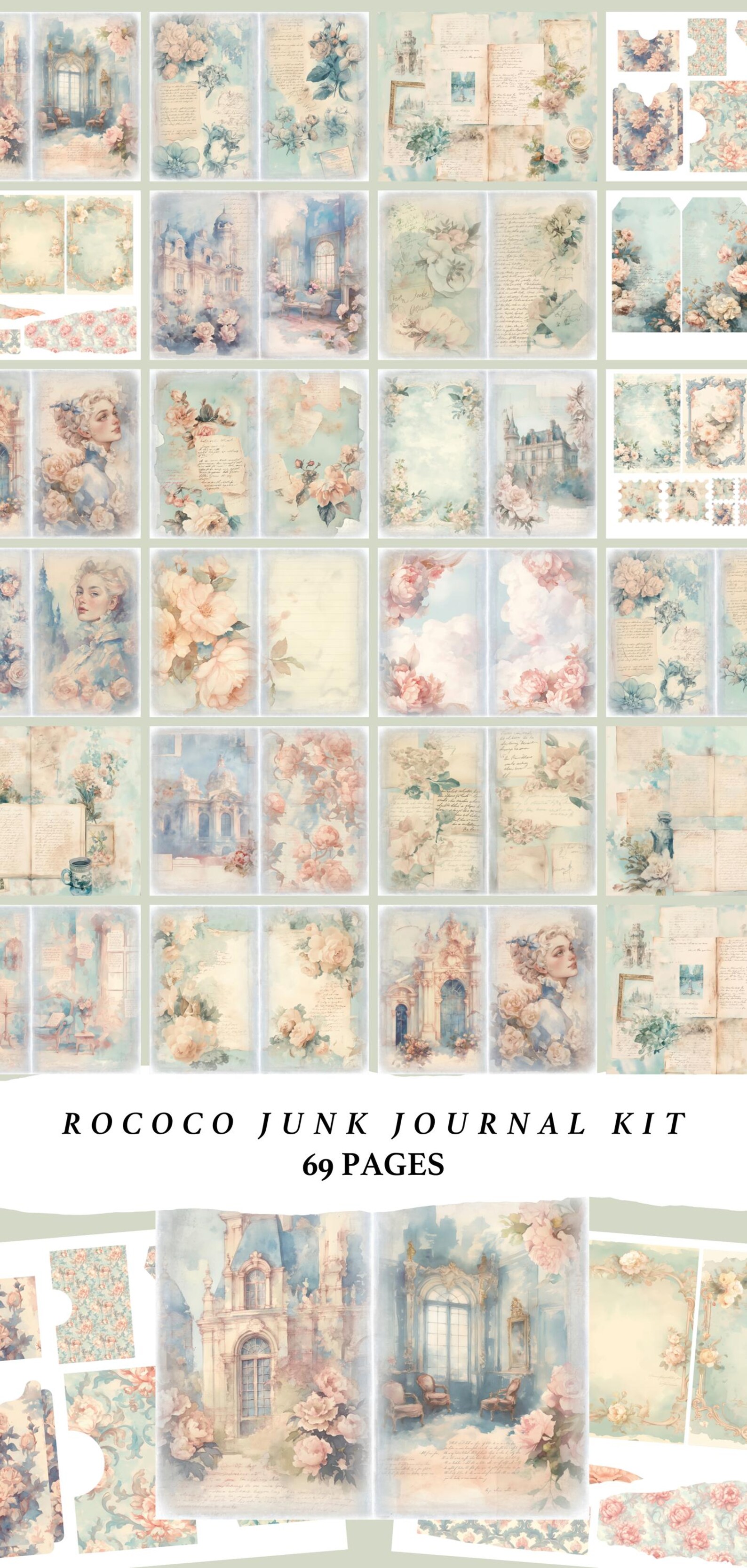 Rococo Junk Journal Kit, Vintage Royal Baroque Marie Antoinette Digital ...