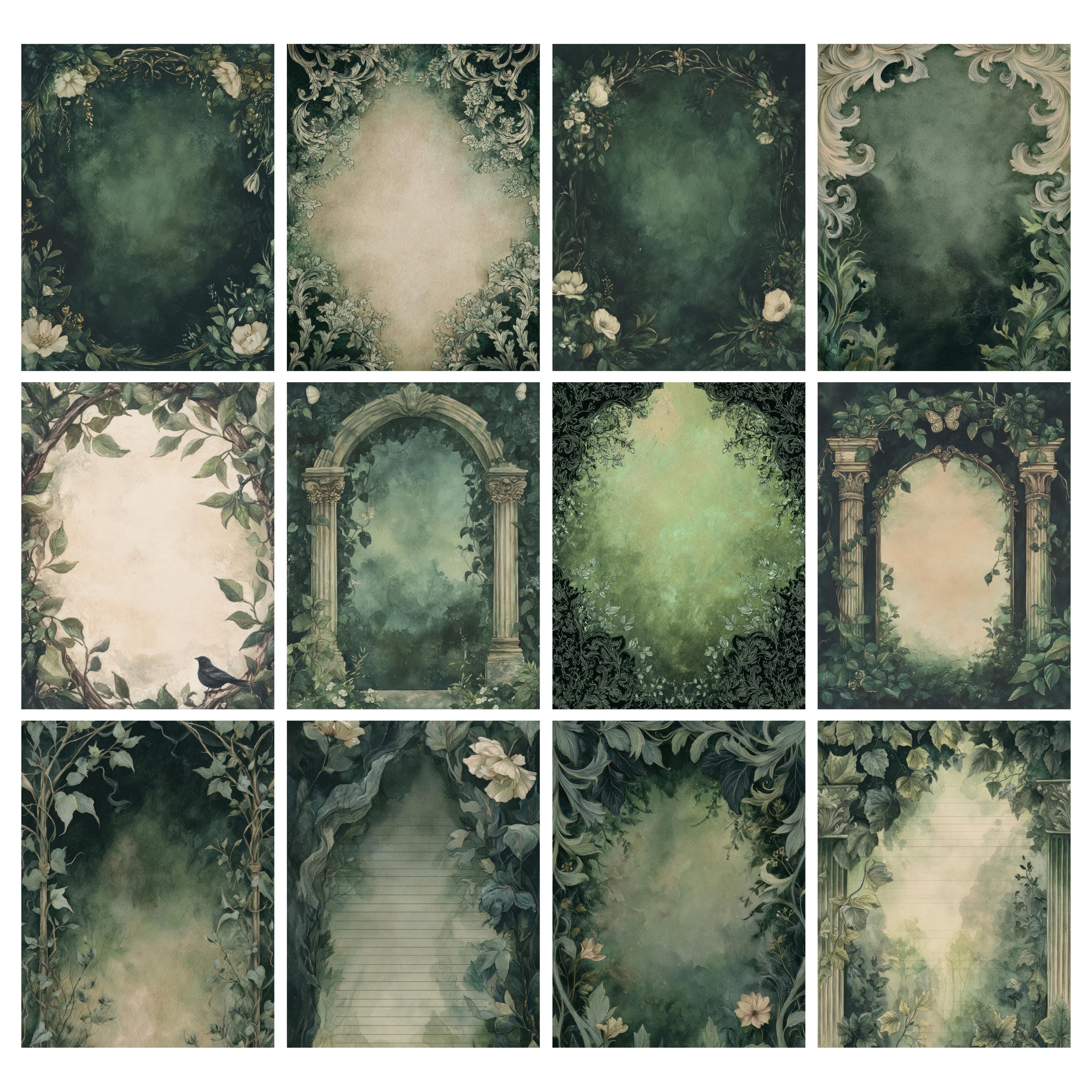 Green Medieval Junk Journal Papers, Medieval Scrapbooking Background ...