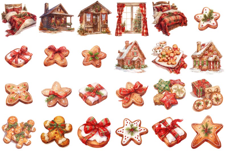 Plaid Christmas Clipart Bundle, Traditional Christmas Png Downloadable ...