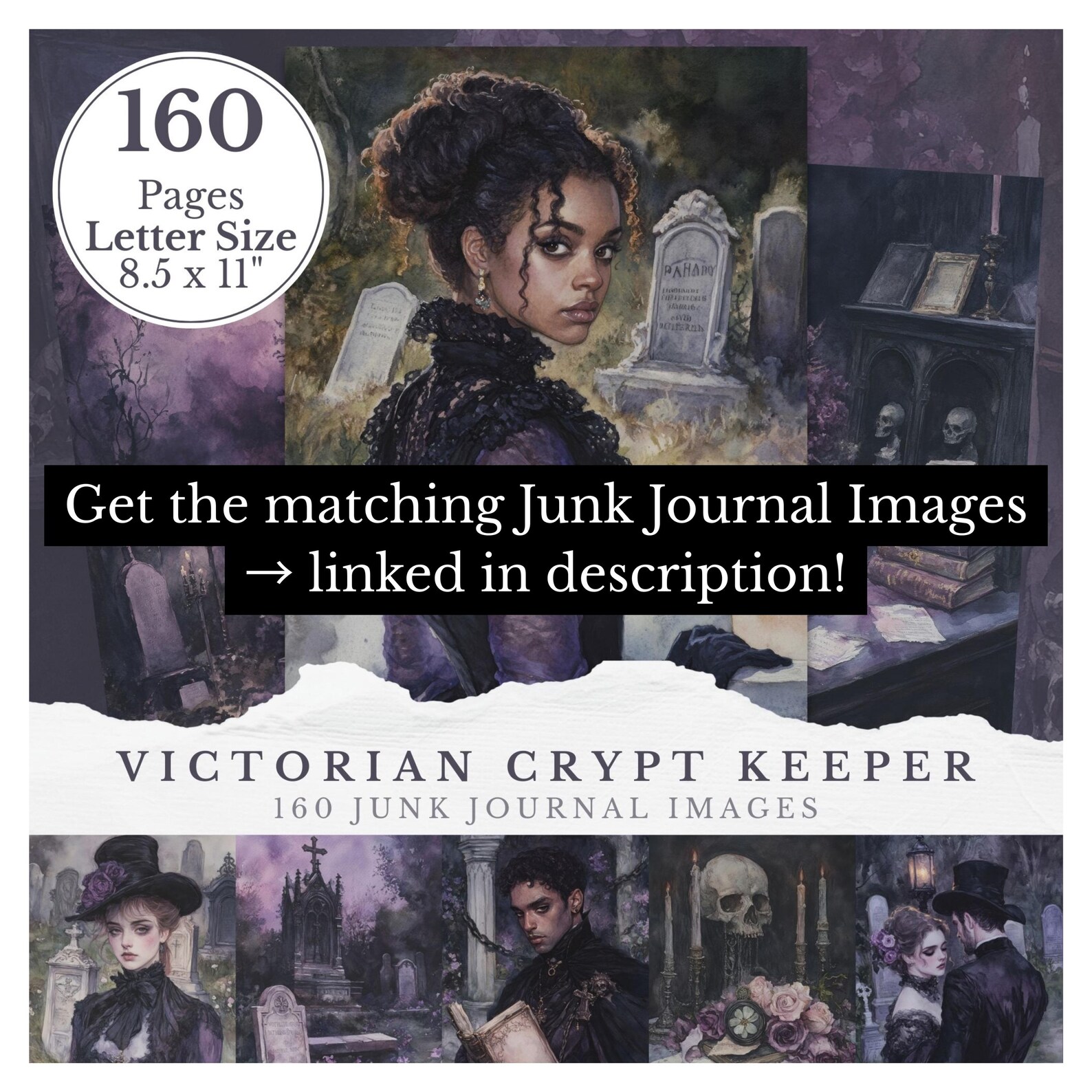 Victorian Crypt Keeper Junk Journal Papers, Gothic Graveyard Macabre ...