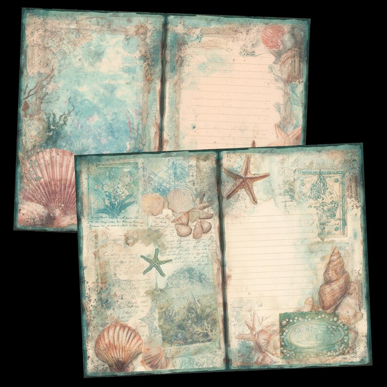 Underwater Junk Journal Pages, Vintage Ocean Printable Paper, Mermaid ...