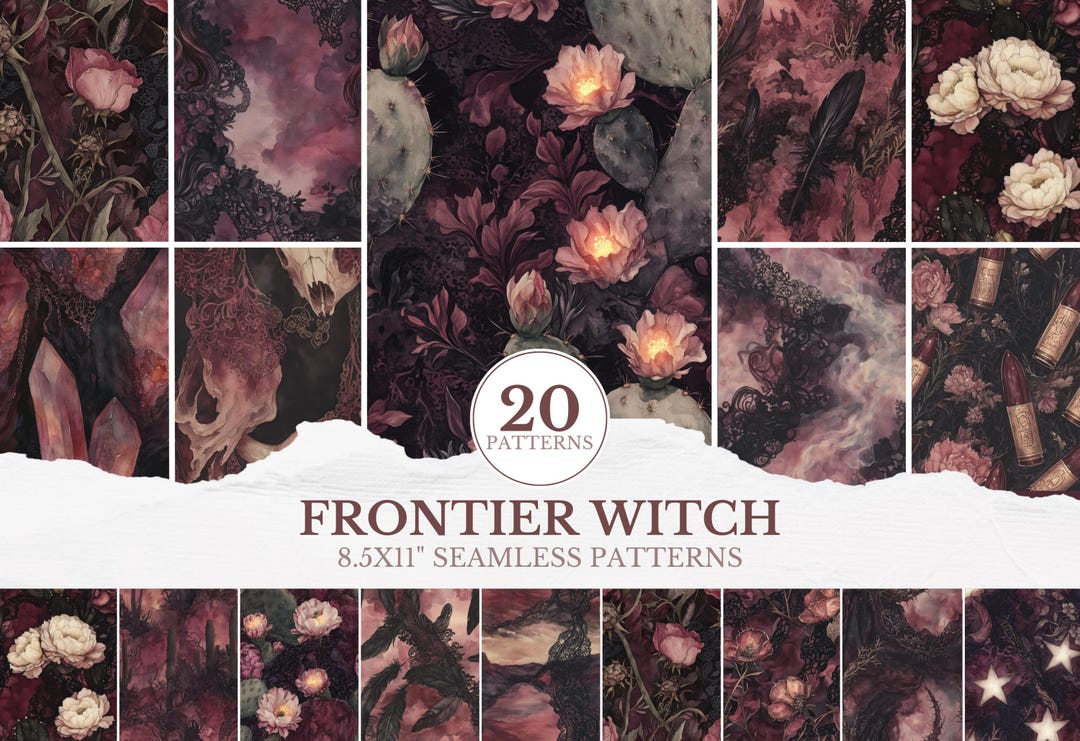 Frontier Witch Seamless Patterns, Gothic Desert Scrapbook Paper Pack ...
