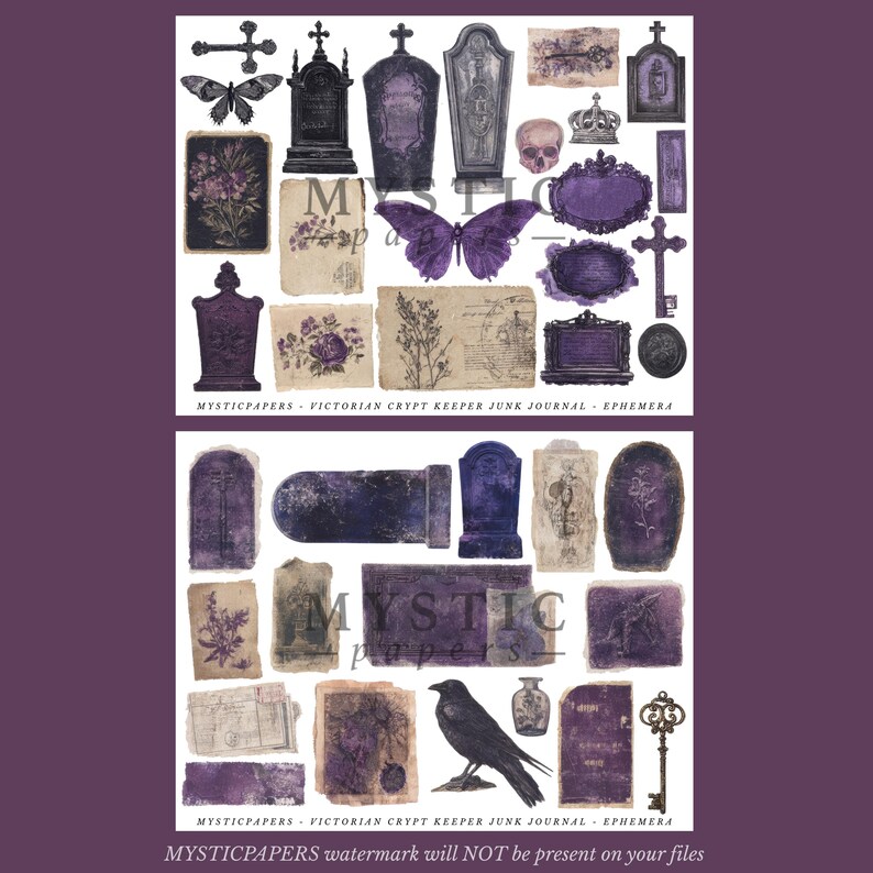 Victorian Crypt Keeper Fussy Cuts, Gothic Graveyard Junk Journal ...
