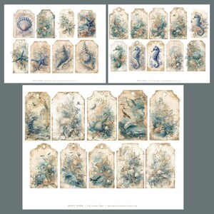 Vintage Ocean Junk Journal Tags, Printable Nautical Ephemera, Sea Life ...
