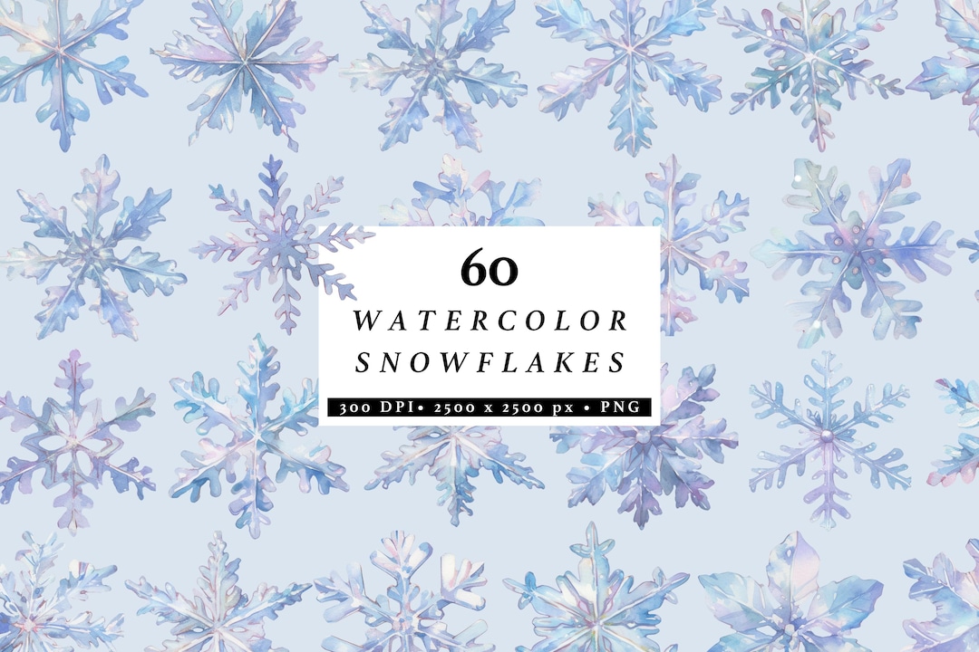 Watercolor Snowflakes PNG, Winter Clipart Bundle, Blue Snowflake ...