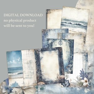 Printable Ocean Junk Journal Pages, Nautical Beach Scrapbooking Paper ...