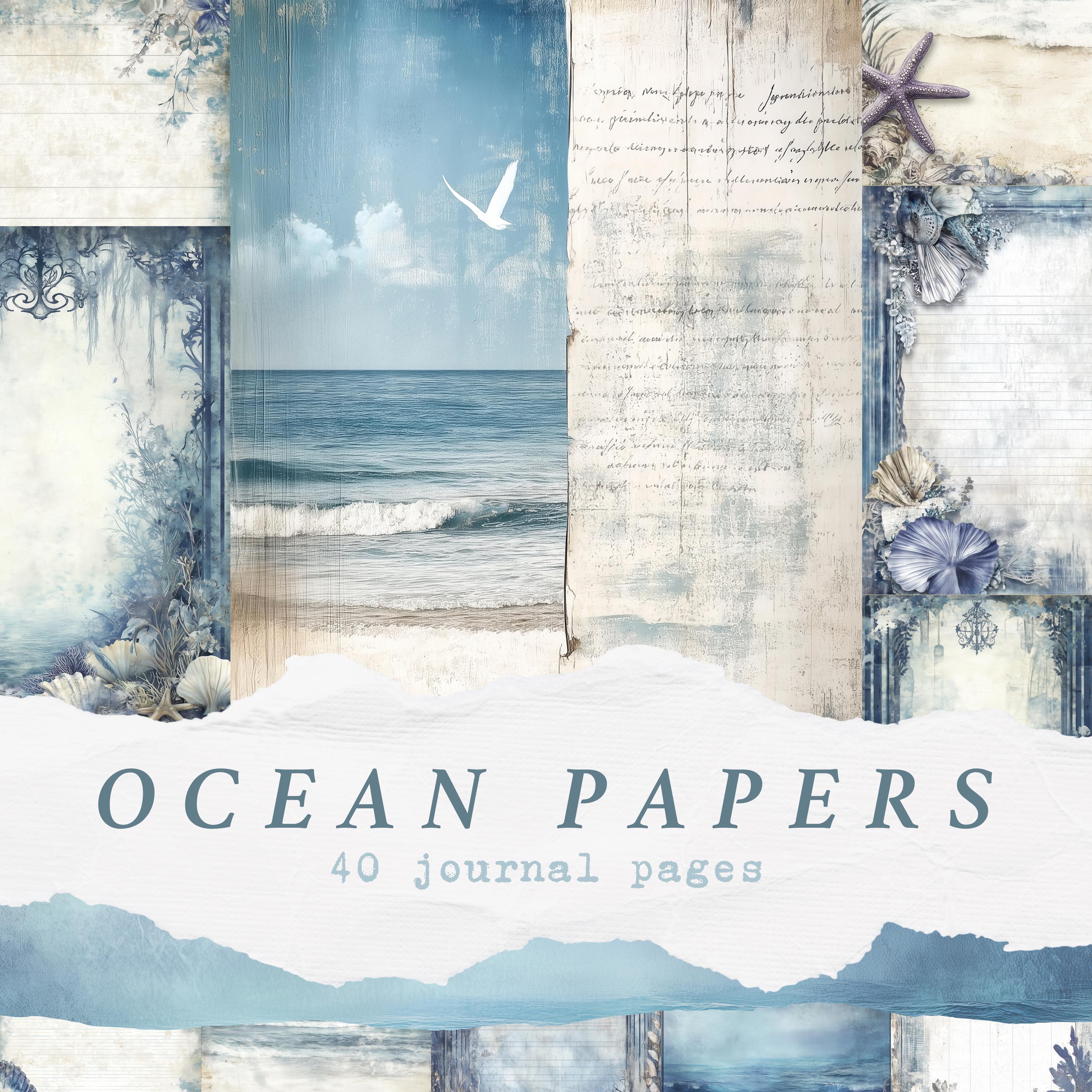 Printable Ocean Junk Journal Pages, Nautical Beach Scrapbooking Paper ...