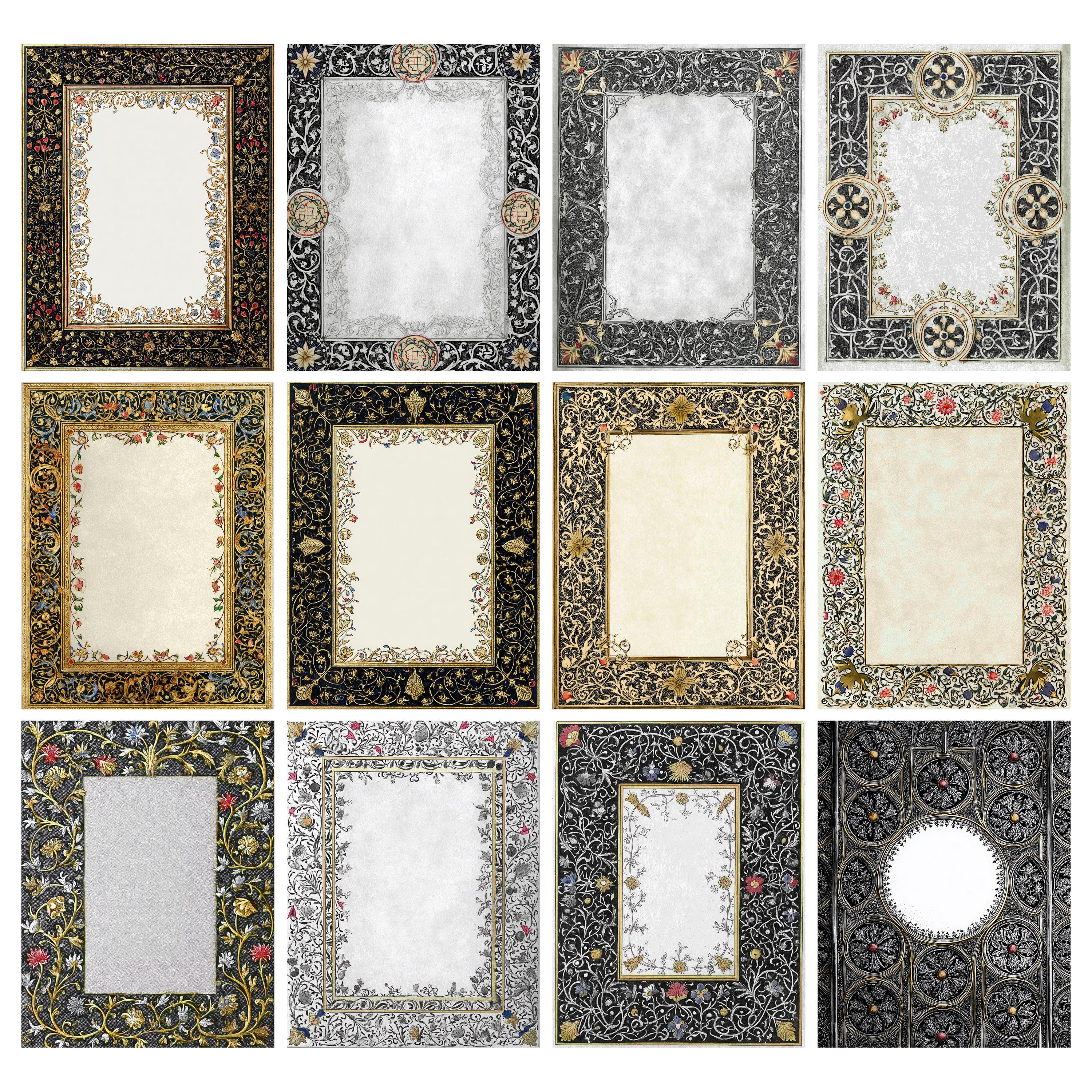 Black Manuscript Pages, Gothic Junk Journal Paper, Illuminated ...