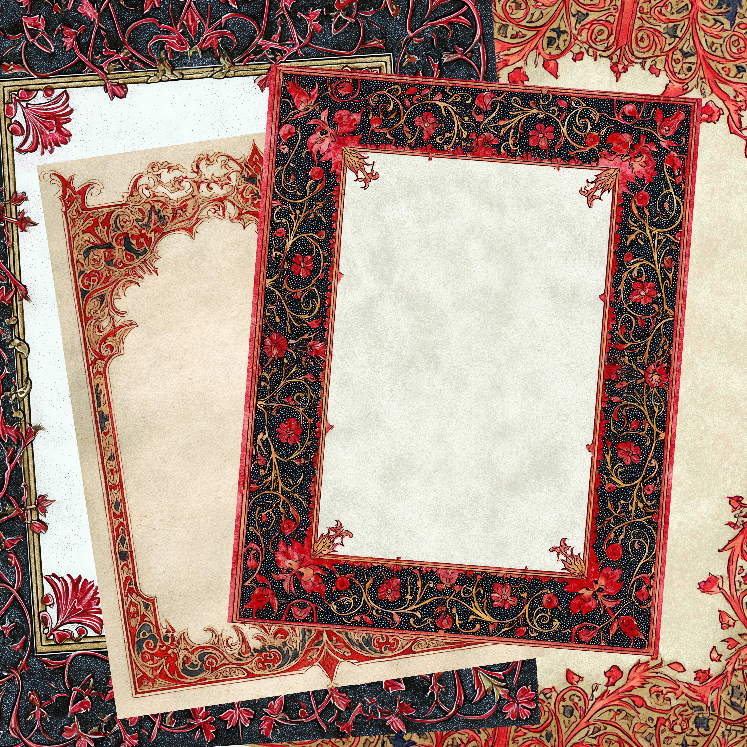 Medieval Illuminated Manuscript Paper Bundle, Renaissance Parchment ...