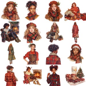 Plaid Christmas Clipart Bundle, Traditional Christmas Png Downloadable ...