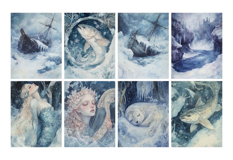 Magic Winter Mermaids Junk Journal Kit, Mystic Fantasy Junk Journaling ...