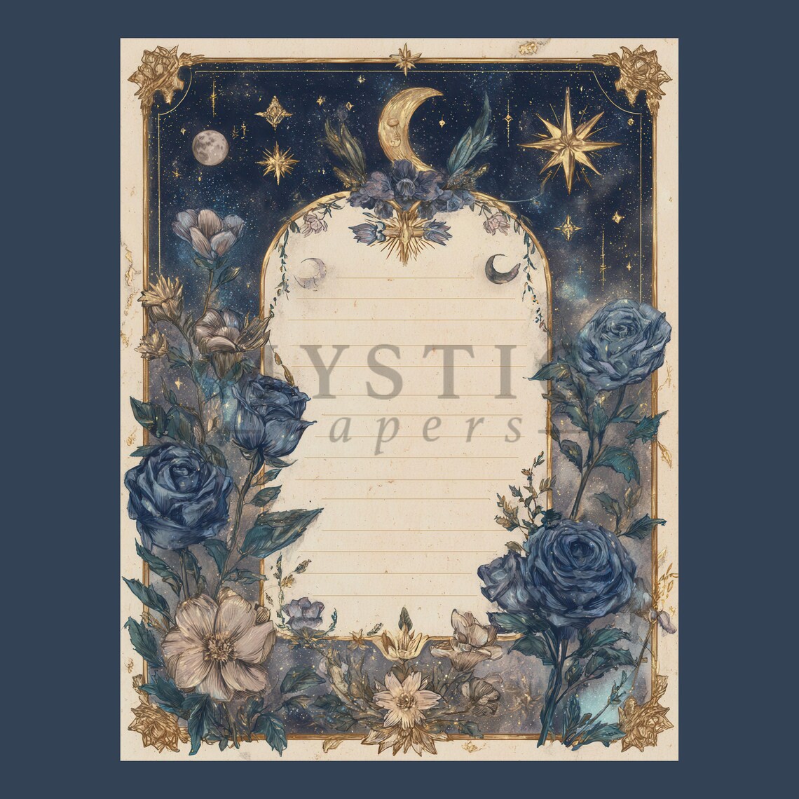 Blue Celestial Writing Pages, Witchy Junk Journal Insert Printable ...