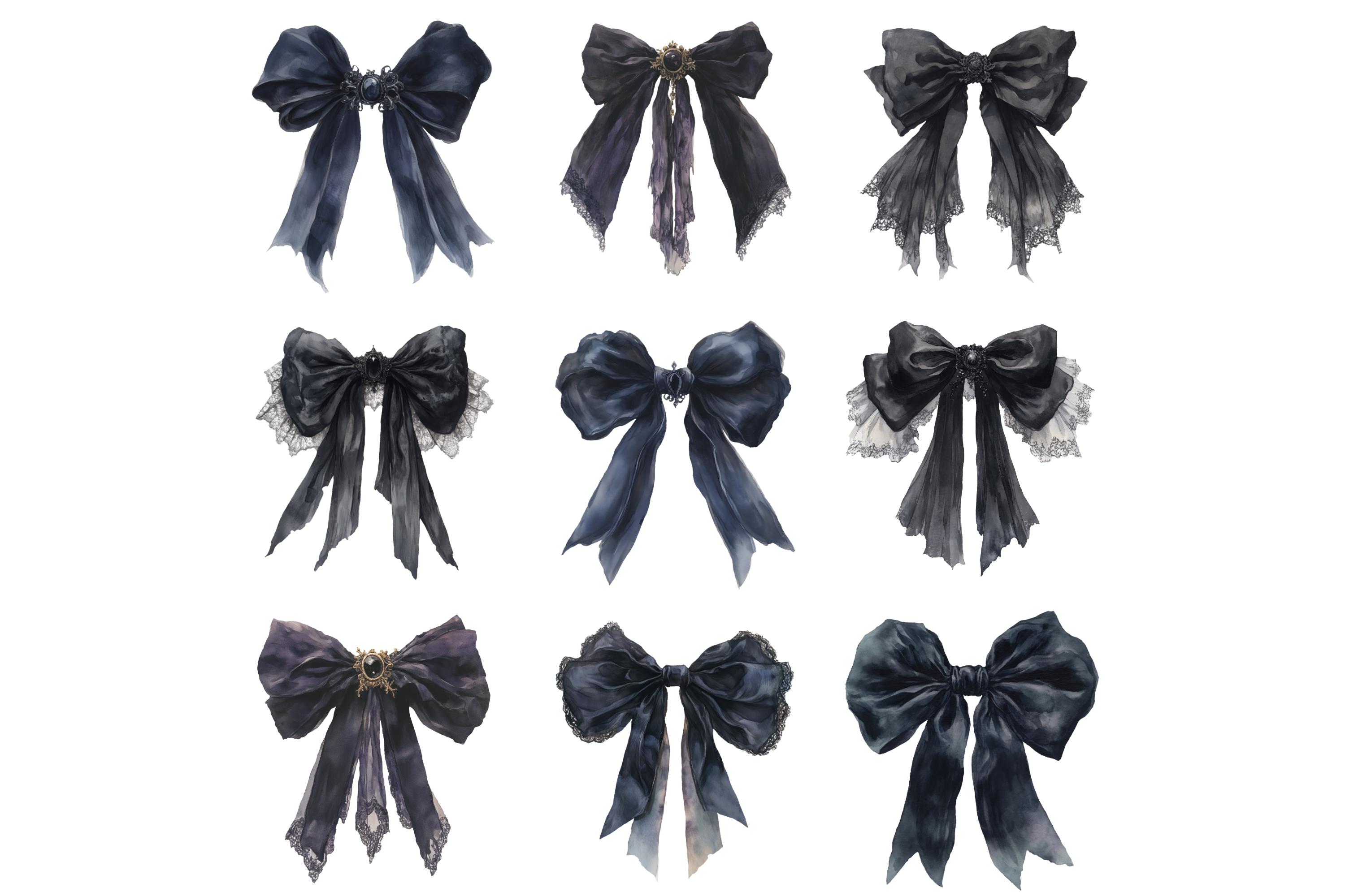 Black Gothic Bow PNG Bundle, Victorian Gothic Clipart, Dark Coquette ...