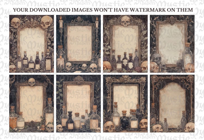 Gothic Apothecary Framed Papers, Dark Gothic Journal Frames, Witch ...