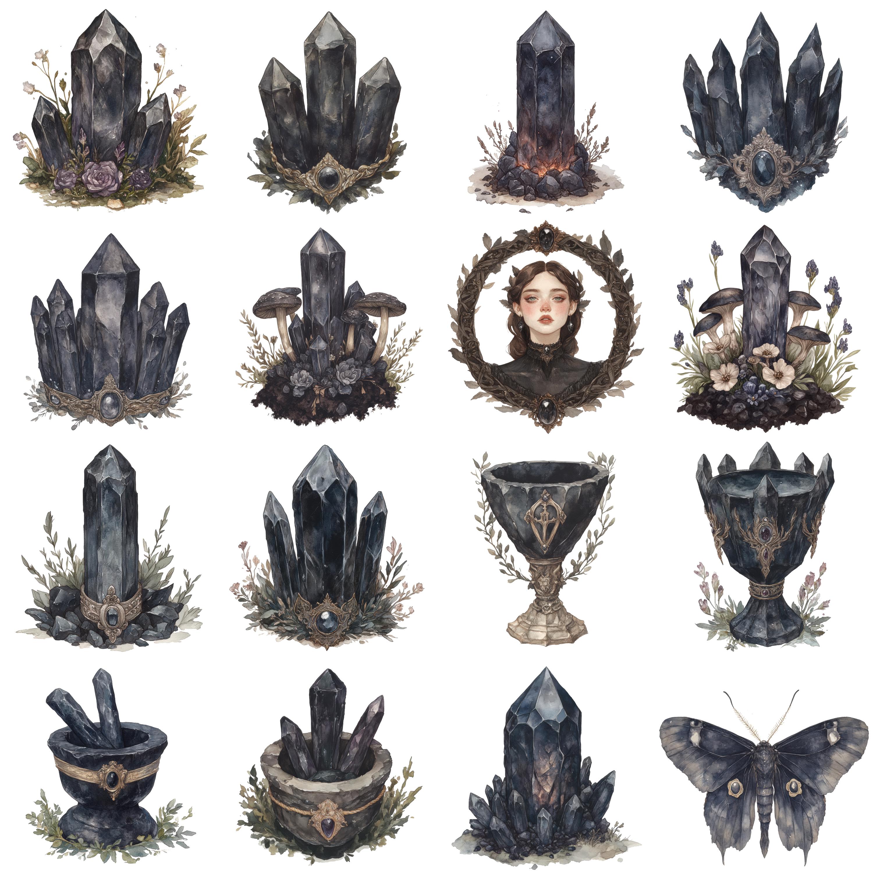 Heart of Obsidian Clipart, Gothic Crystal Witch PNG, Dark Fantasy ...