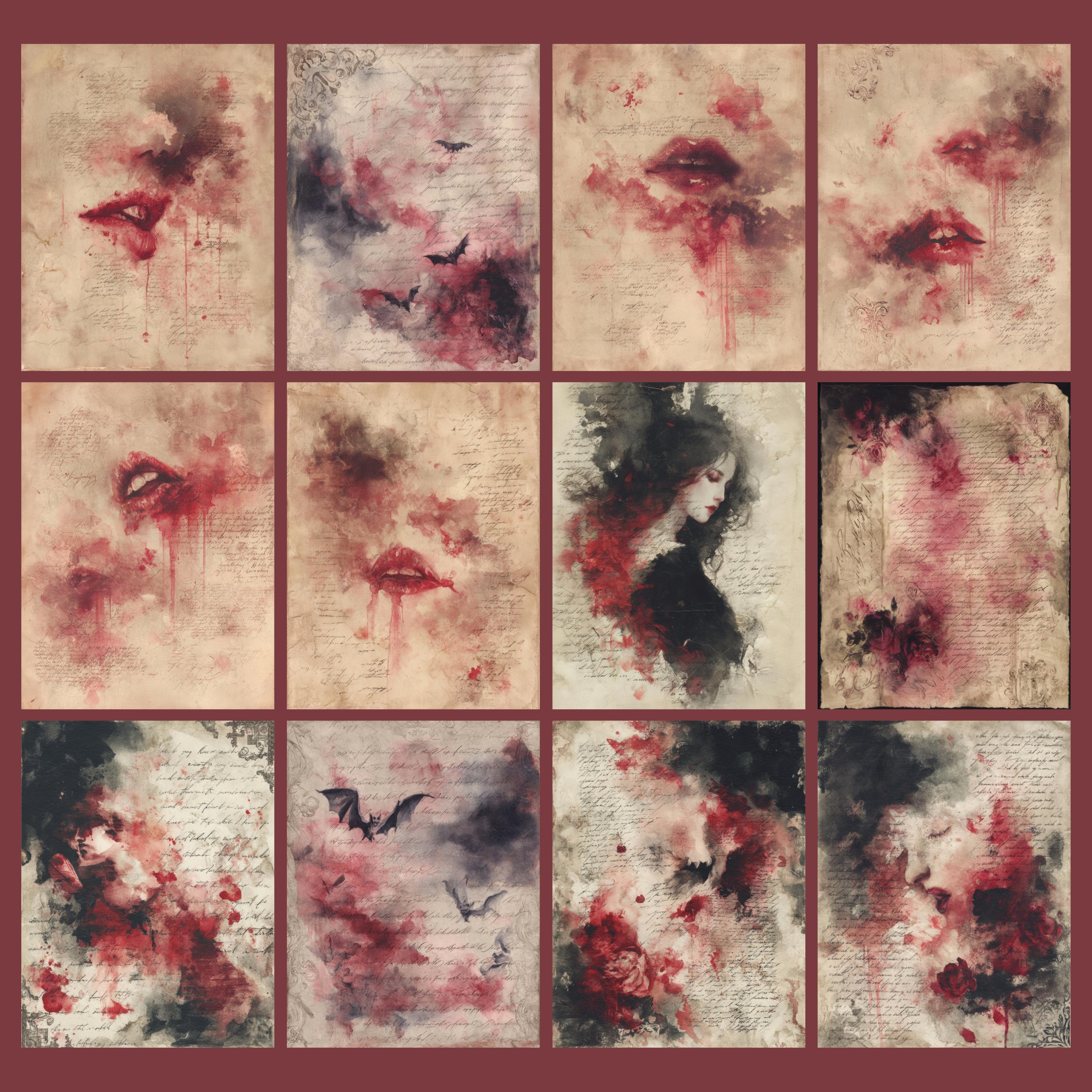 Gothic Vampire Junk Journal Pages, Vampire Printable Paper, Dark ...