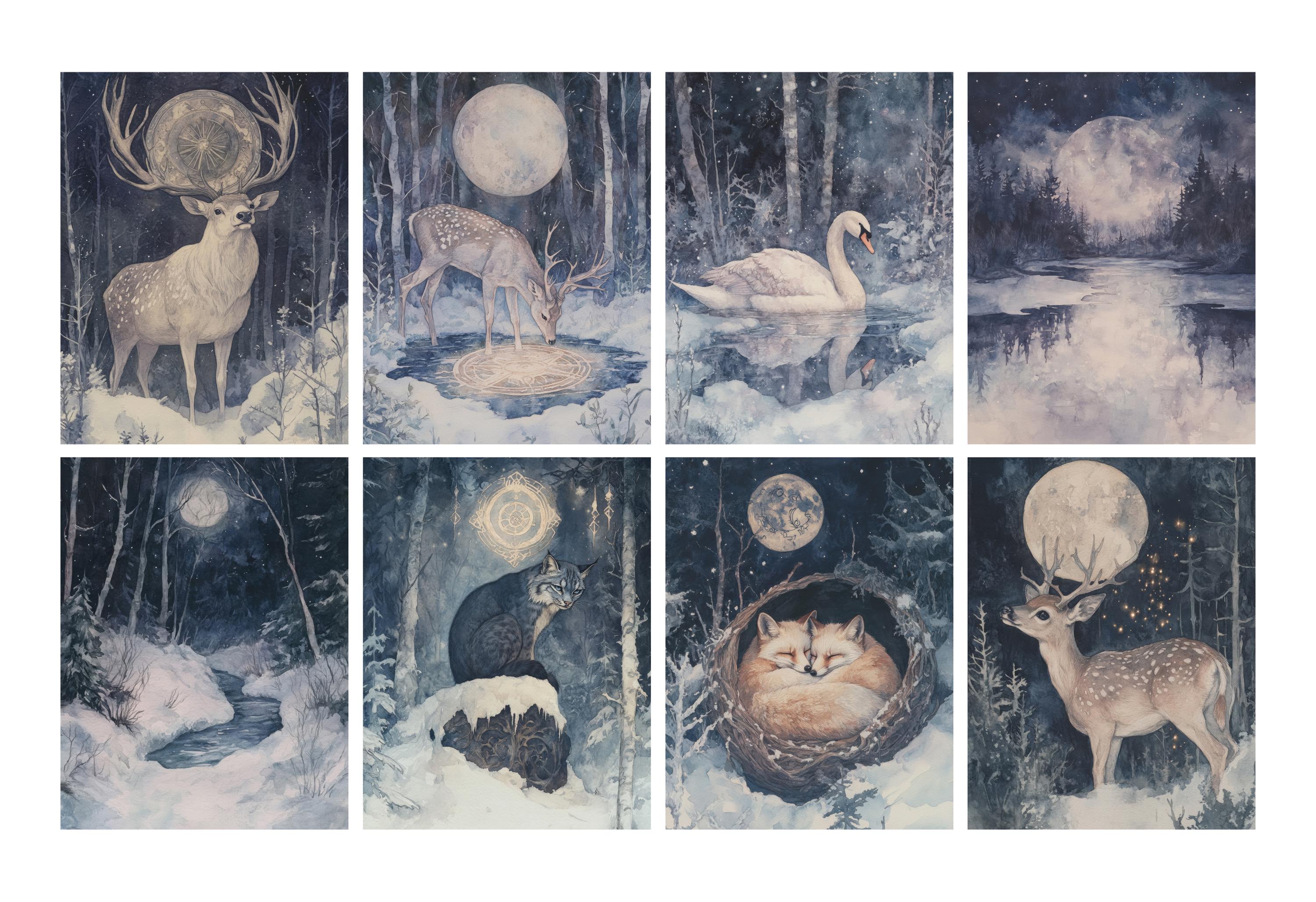 Mystic Winter Woodlands Junk Journal Ephemera, Snowy Forest Animals ...