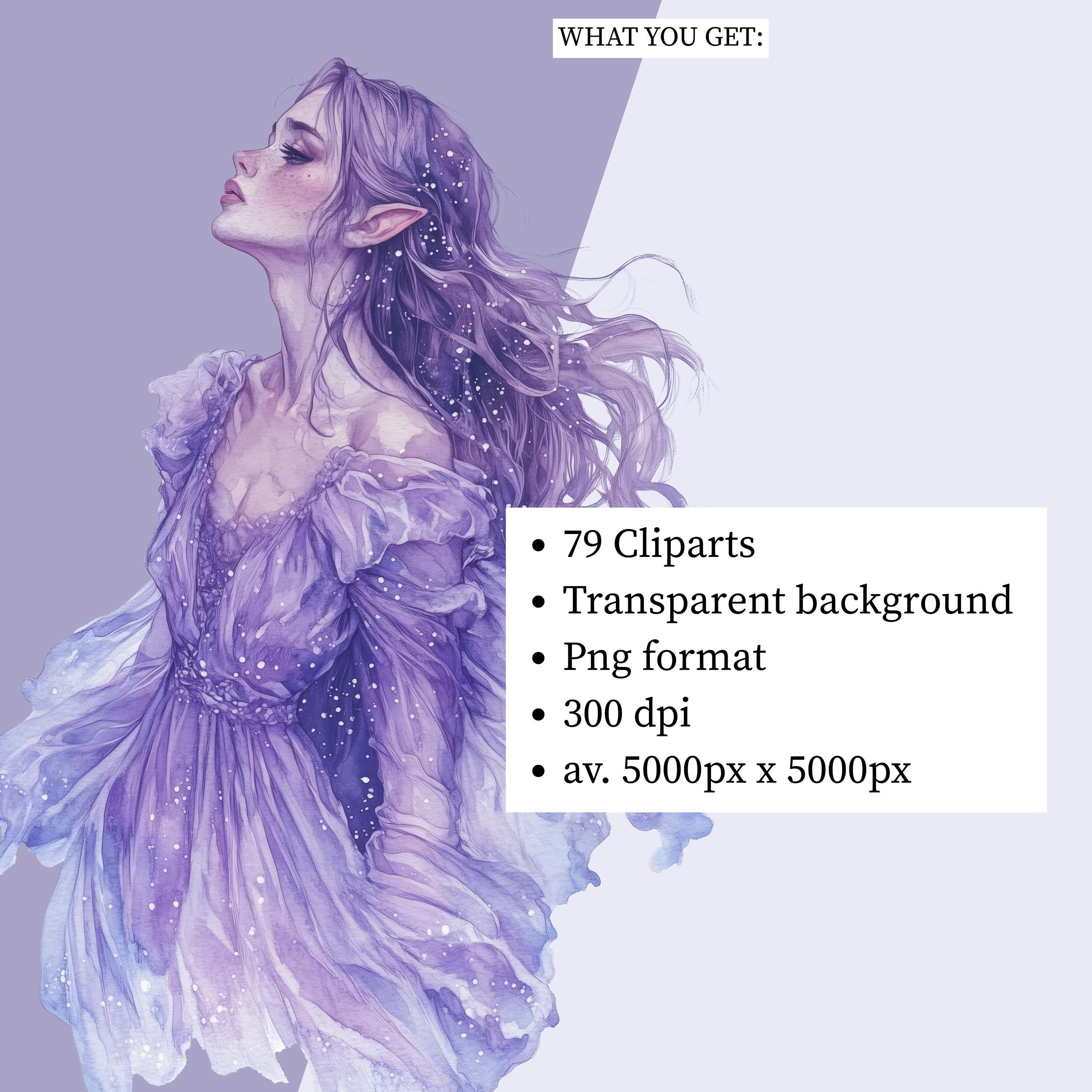 Celestial Elf Clipart, Magic Fairies Watercolor Clipart, Mystical ...