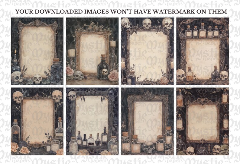 Gothic Apothecary Framed Papers, Dark Gothic Journal Frames, Witch ...
