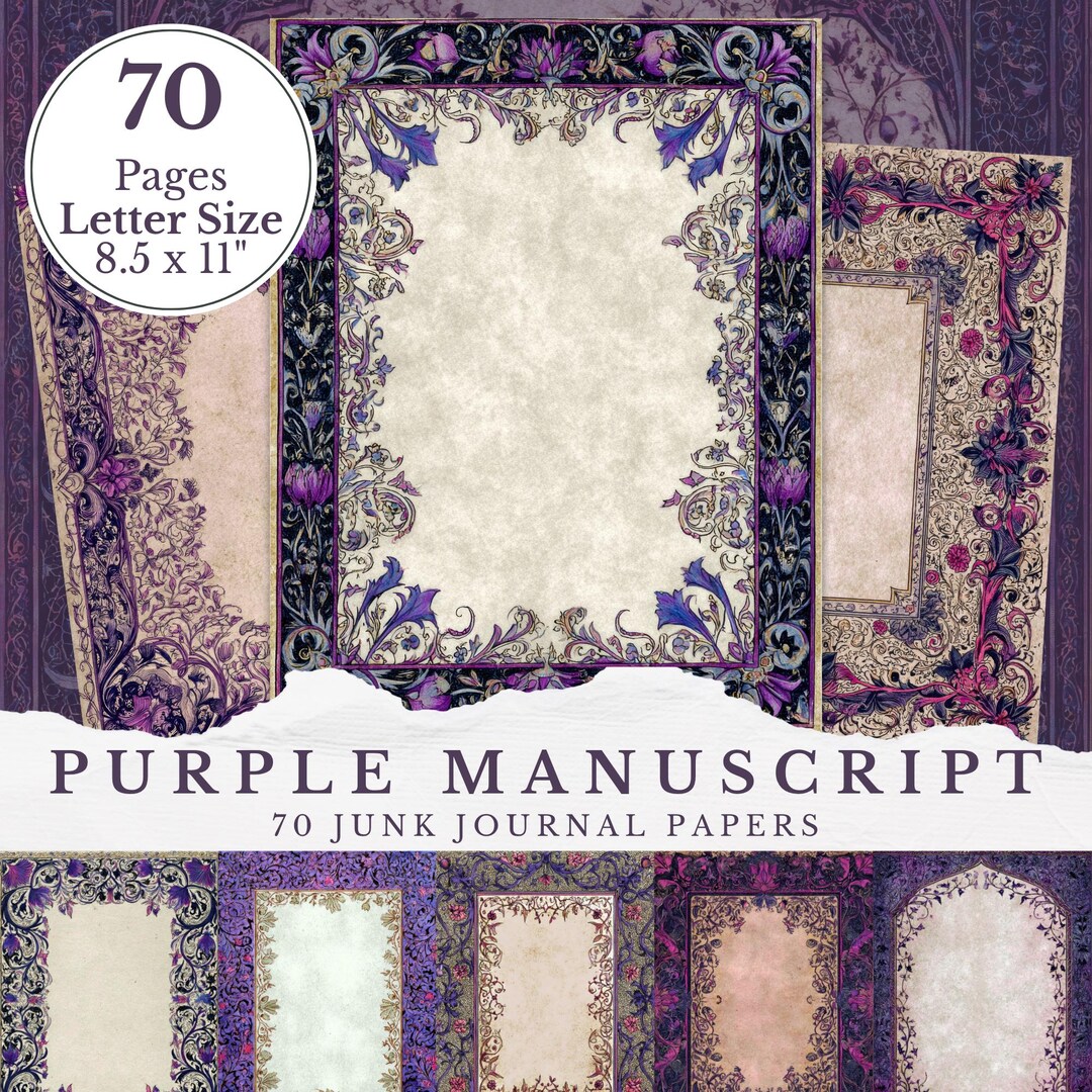 Medieval Scrapbook Paper, Fantasy Grimoire Blank Page Journal Digital ...