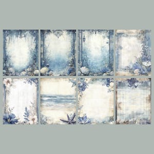 Printable Ocean Junk Journal Pages, Nautical Beach Scrapbooking Paper ...