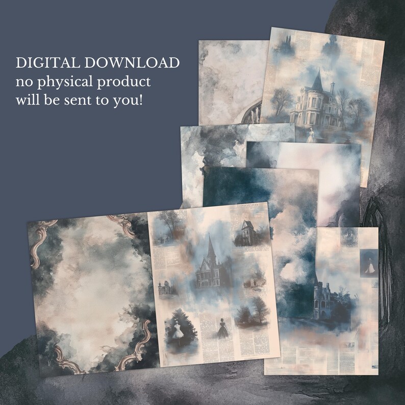 Creepy Haunted House Printable Scrapbooking Page for Junkjournal ...