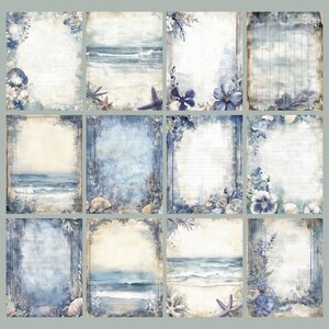 Printable Ocean Junk Journal Pages, Nautical Beach Scrapbooking Paper ...