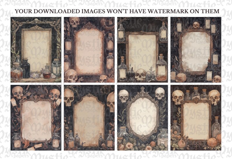 Gothic Apothecary Framed Papers, Dark Gothic Journal Frames, Witch ...