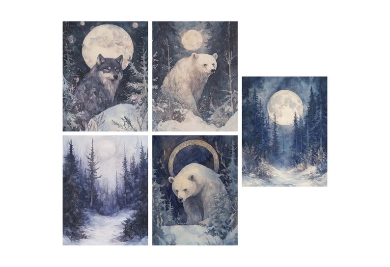 Mystic Winter Woodlands Junk Journal Ephemera, Snowy Forest Animals ...