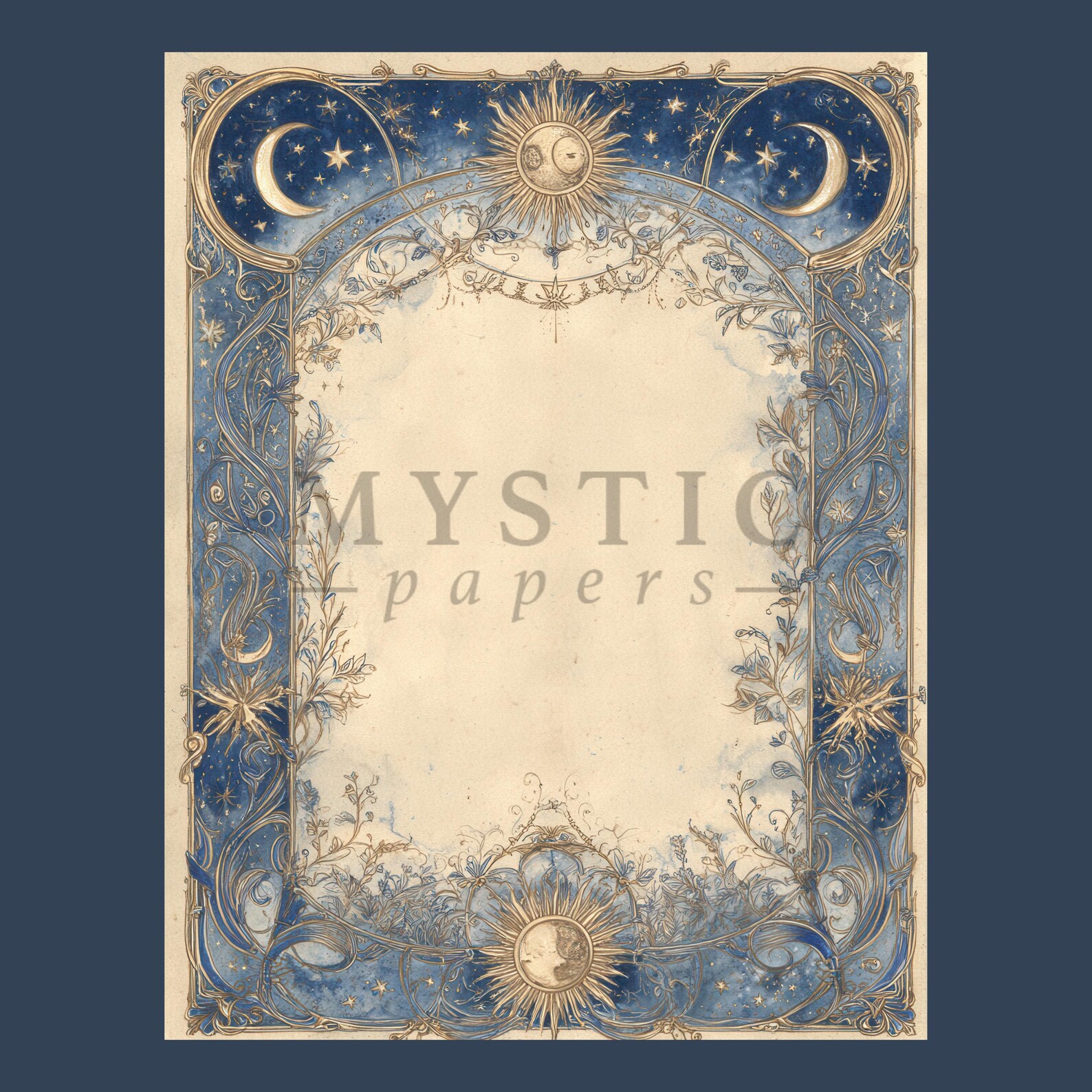 Blue Celestial Writing Pages, Witchy Junk Journal Insert Printable ...