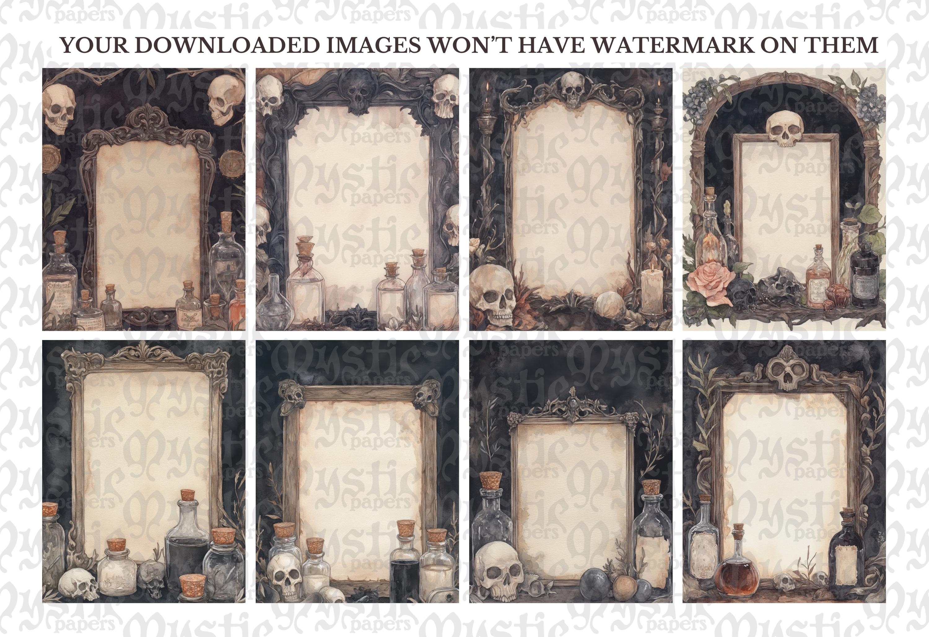 Gothic Apothecary Framed Papers, Dark Gothic Journal Frames, Witch ...