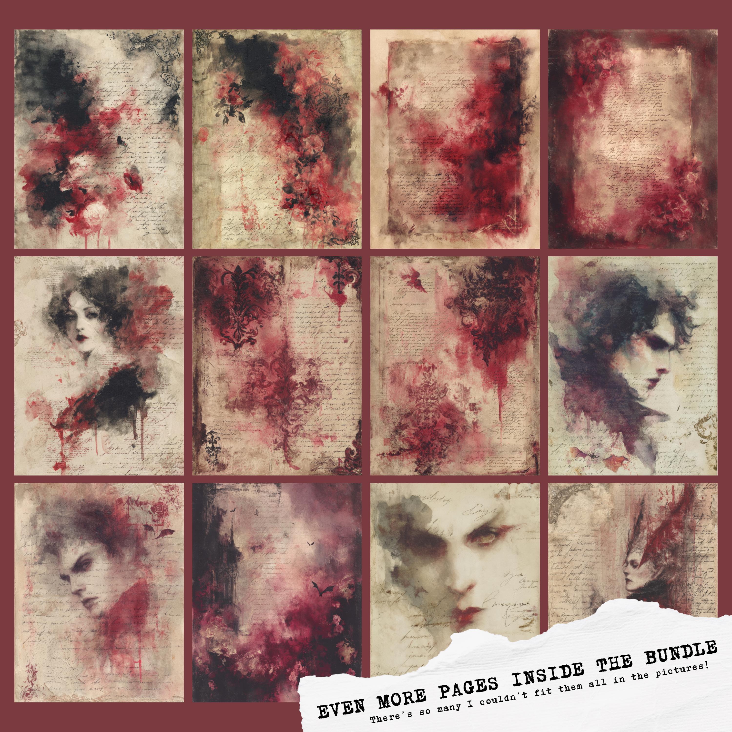Gothic Vampire Junk Journal Pages, Vampire Printable Paper, Dark ...