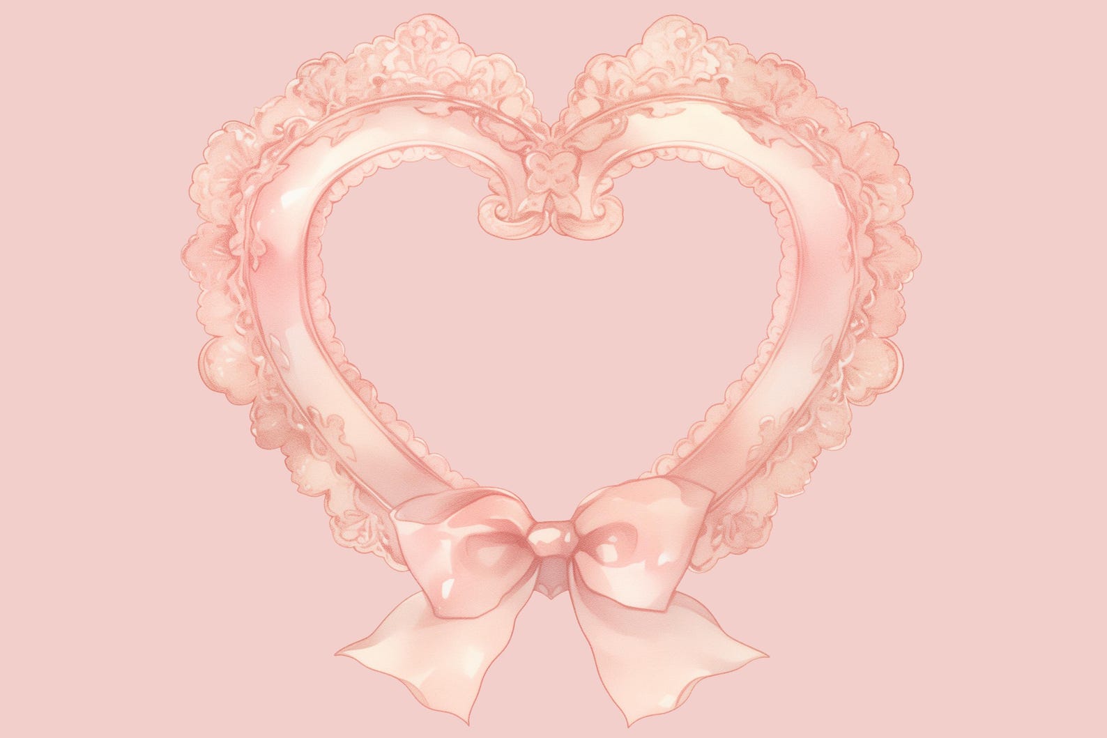 Pink Coquette Heart Frame Clipart Set, Romantic Bow Border Frames, Lace ...