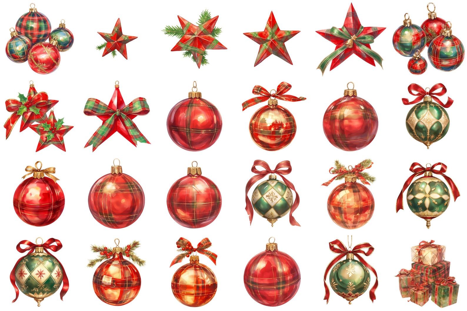 Plaid Christmas Clipart Bundle, Traditional Christmas Png Downloadable ...