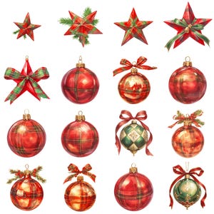 Plaid Christmas Clipart Bundle, Traditional Christmas Png Downloadable ...