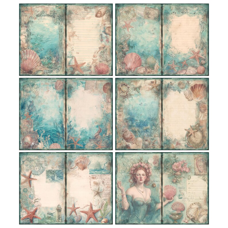 Underwater Junk Journal Pages, Vintage Ocean Printable Paper, Mermaid ...