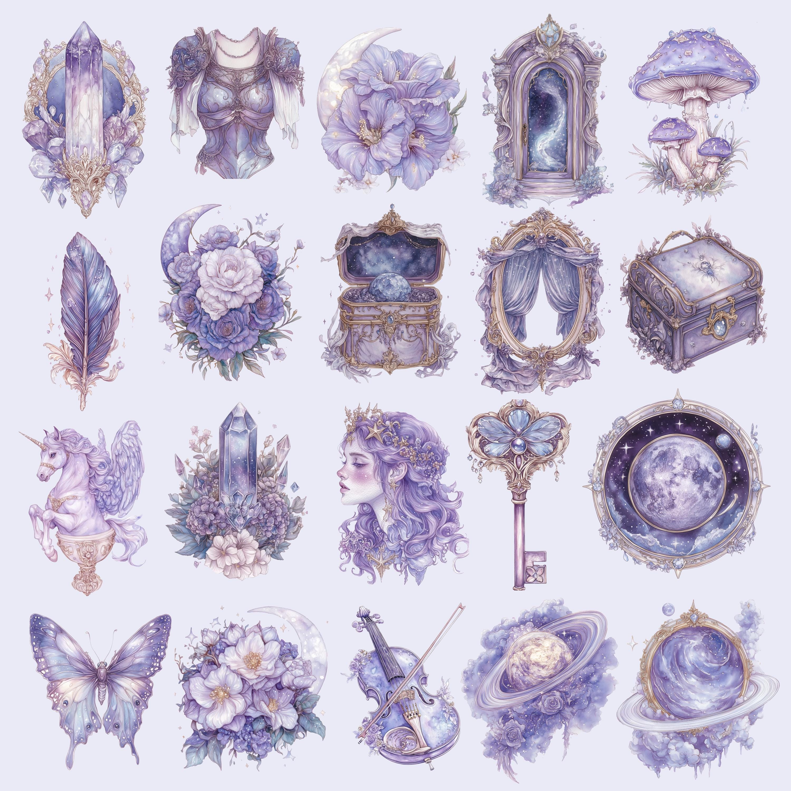 Celestial Elf Clipart, Magic Fairies Watercolor Clipart, Mystical ...