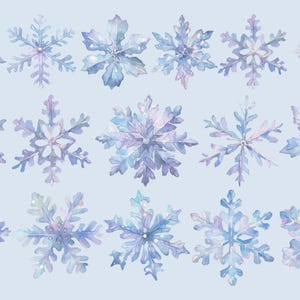 Watercolor Snowflakes PNG, Winter Clipart Bundle, Blue Snowflake ...