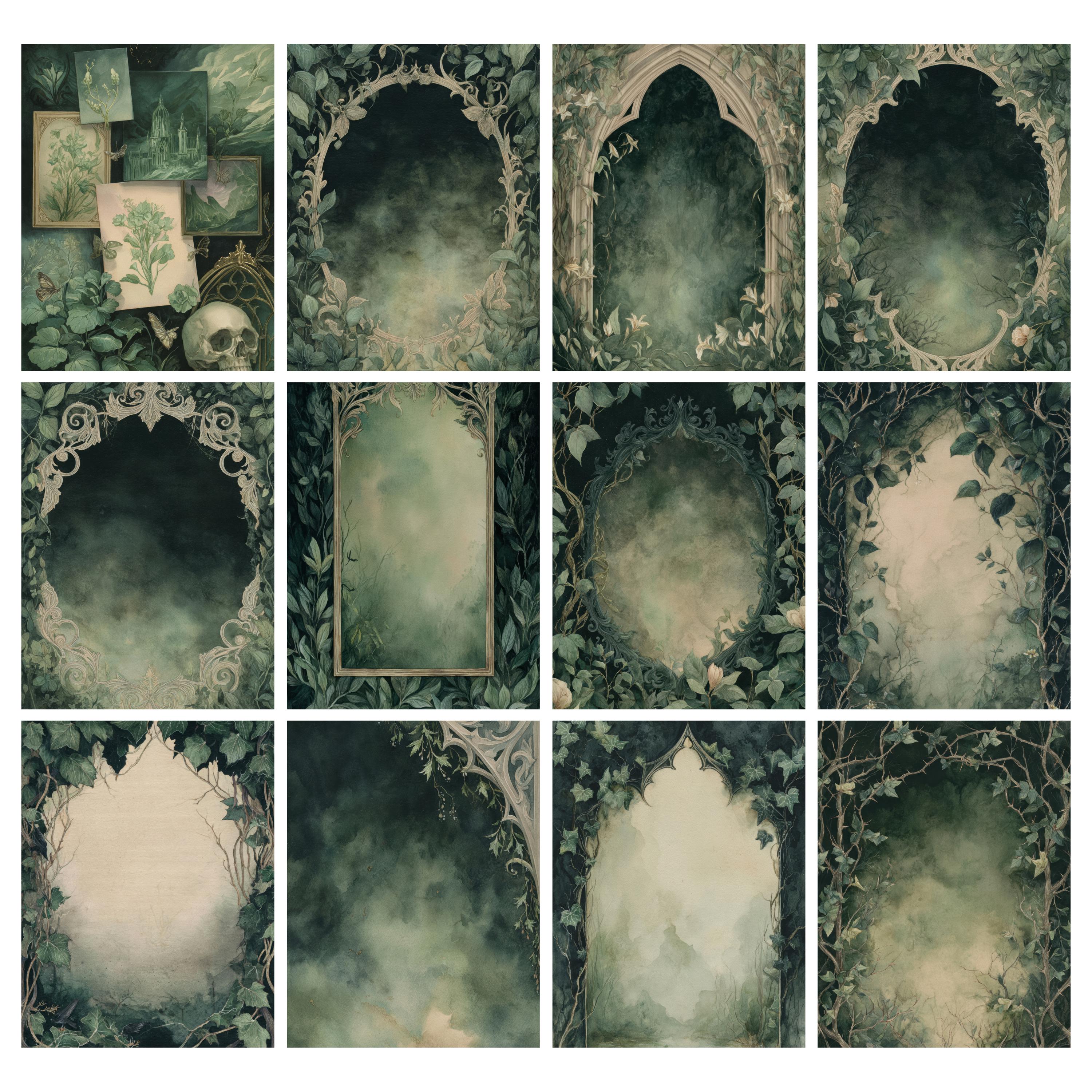 Green Medieval Junk Journal Papers, Medieval Scrapbooking Background ...
