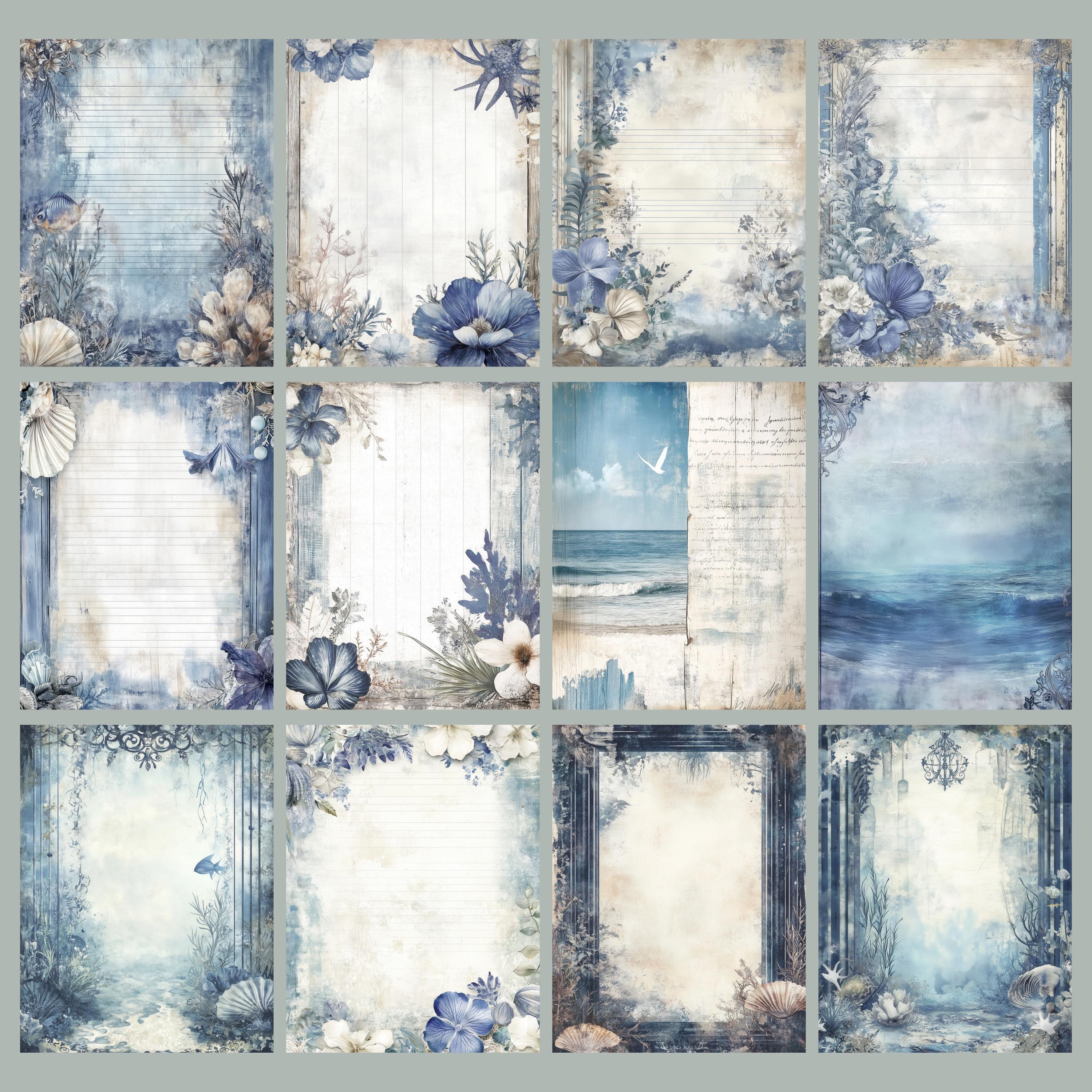 Printable Ocean Junk Journal Pages, Nautical Beach Scrapbooking Paper ...
