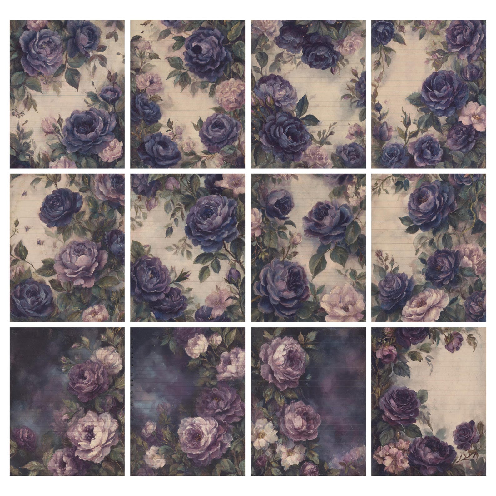 Baroque Botanical Digital Paper Purple Floral Papers, Pretty ...