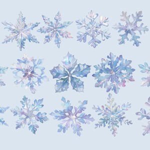 Watercolor Snowflakes PNG, Winter Clipart Bundle, Blue Snowflake ...