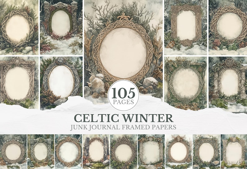 Celtic Winter Junk Journal Framed Papers, Pagan Celtic Frames Borders ...