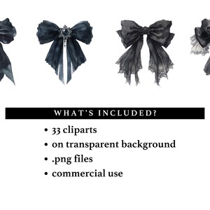 Black Gothic Bow PNG Bundle, Victorian Gothic Clipart, Dark Coquette ...