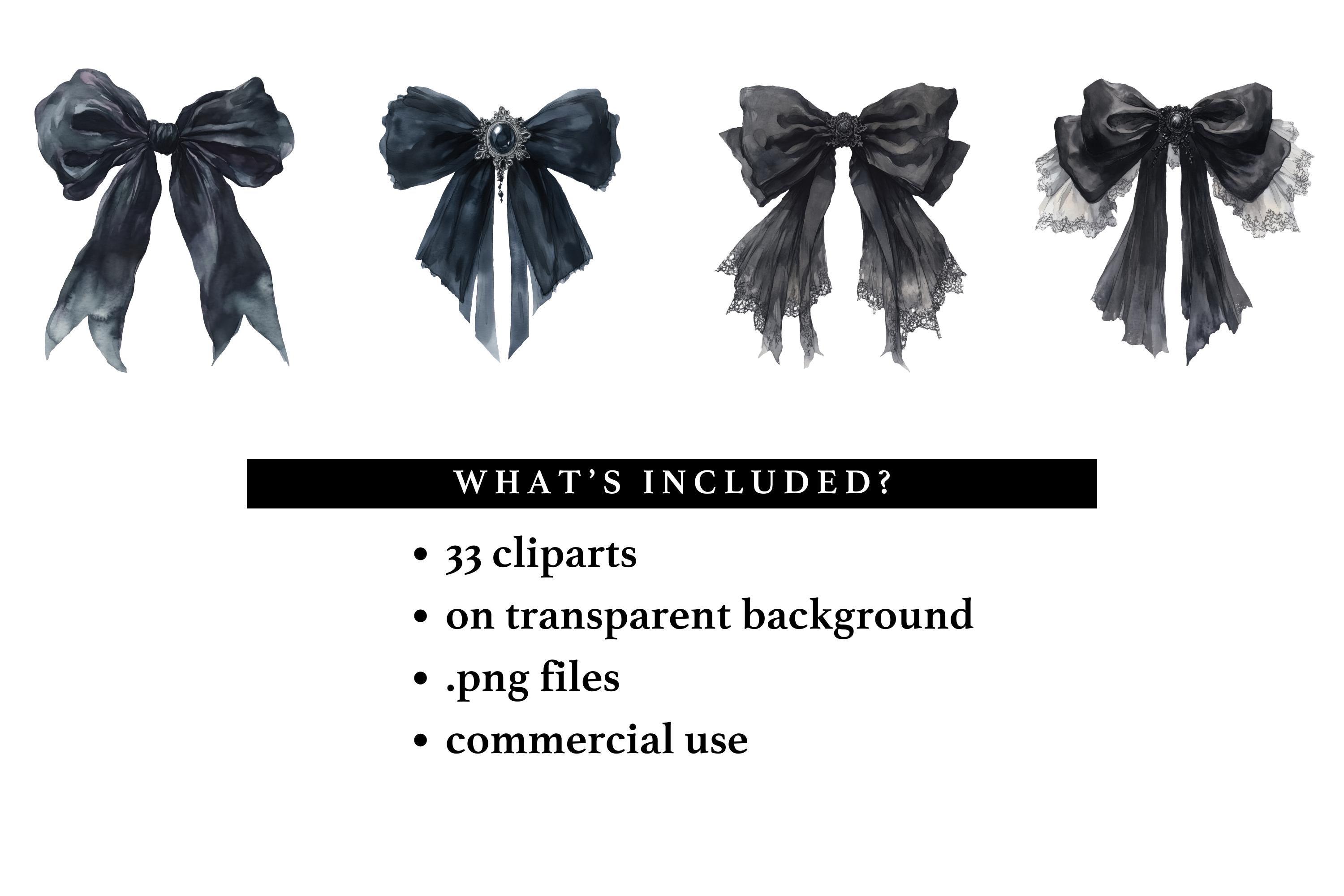 Black Gothic Bow PNG Bundle, Victorian Gothic Clipart, Dark Coquette ...