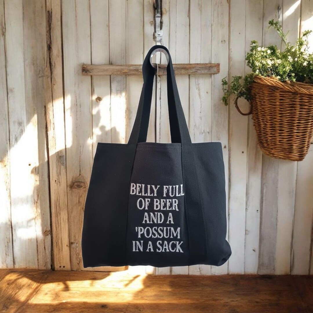 Embroidered Canvas and Fabric Opossum Tote Bag Hillbilly Redneck Humor ...