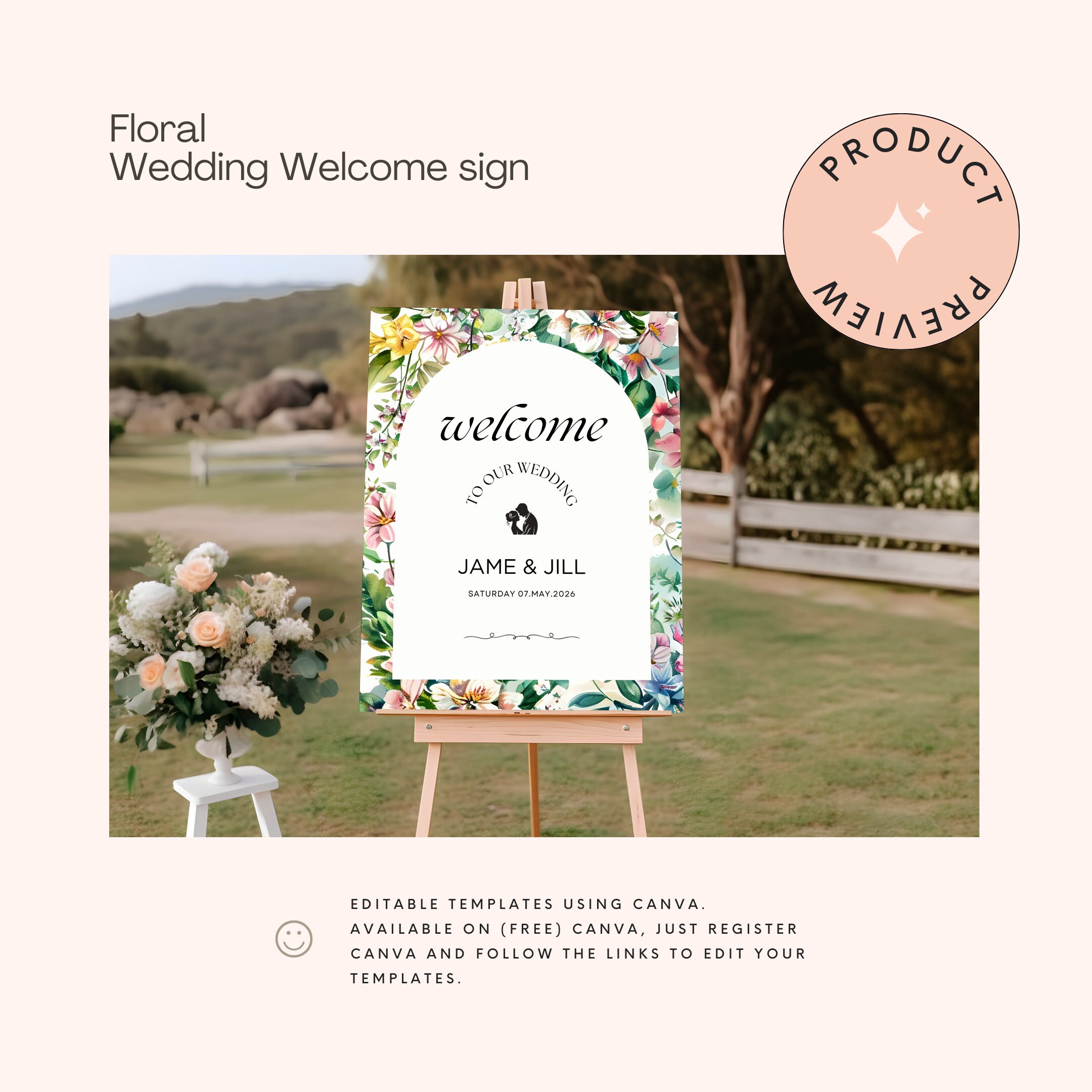 Wedding Welcome Sign, Wildflower Welcome Sign Template,wedding Welcome ...