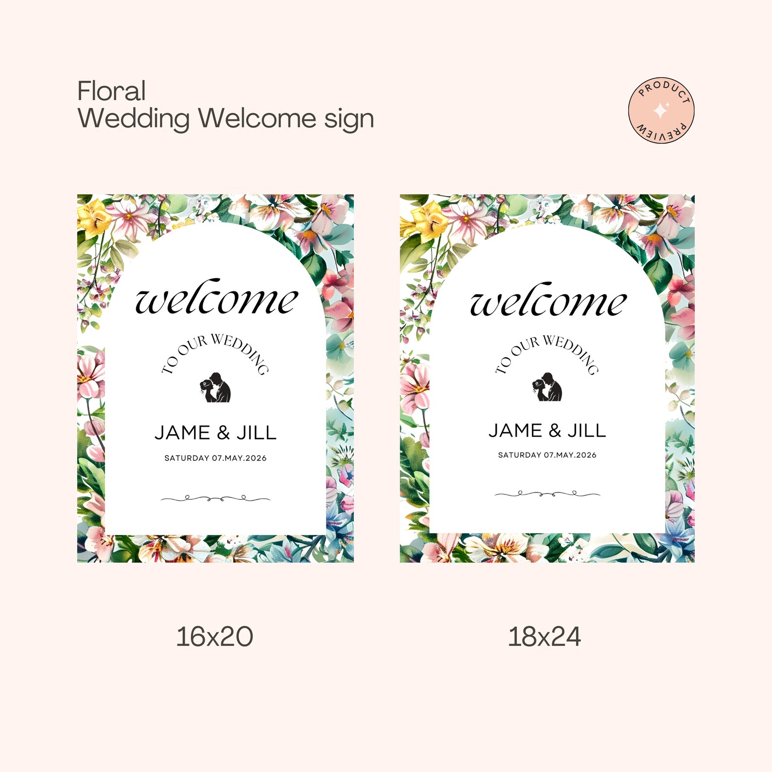 Wedding Welcome Sign, Wildflower Welcome Sign Template,wedding Welcome ...