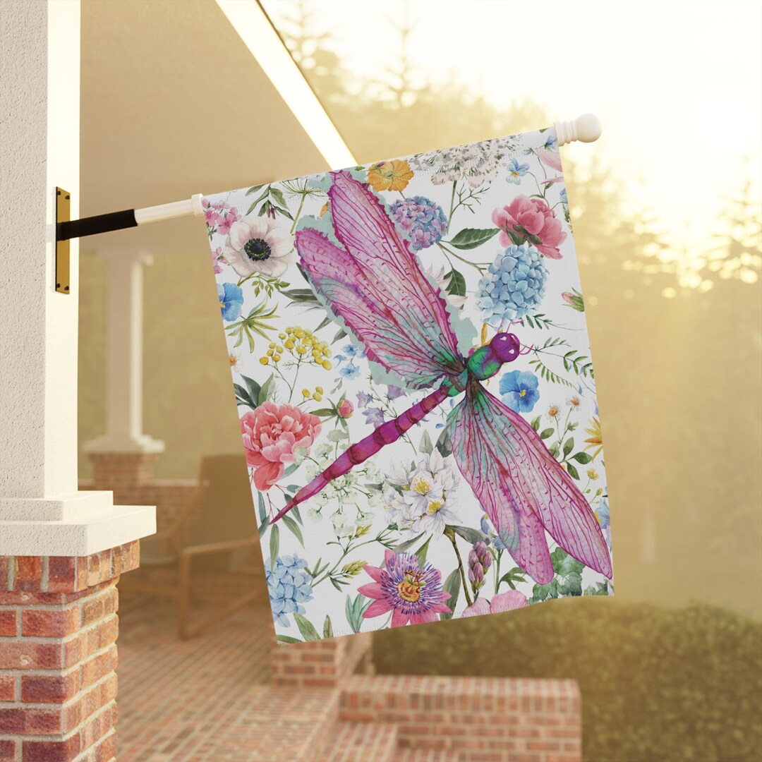 Garden & House Banner, Dragonfly Flag, Double Sided Flag, Gardener Gift ...