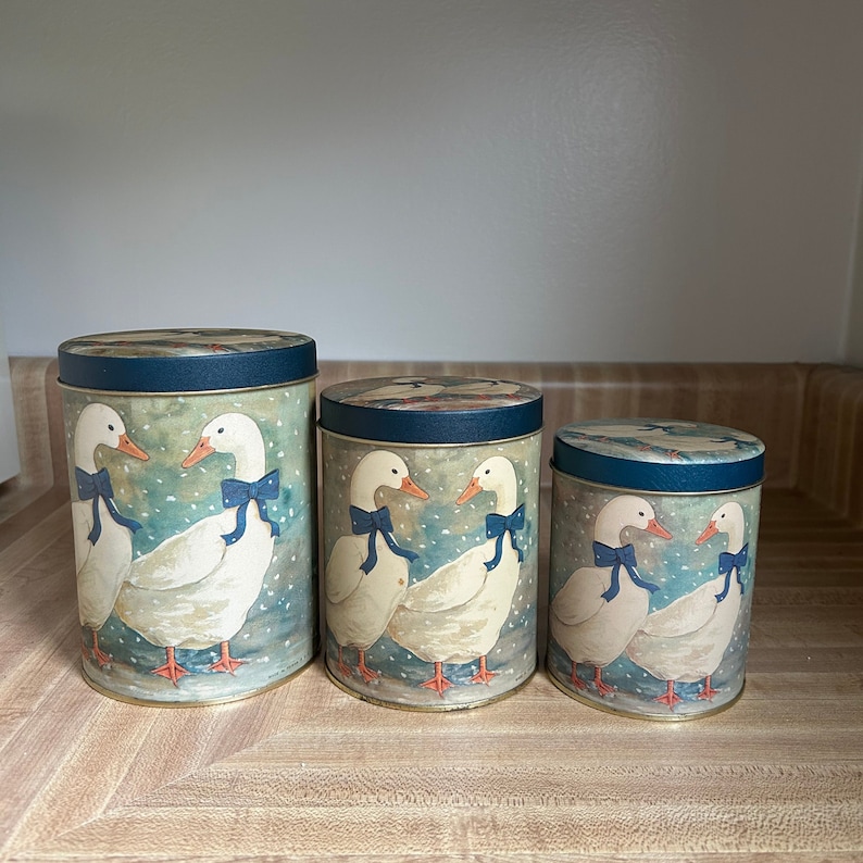 Vintage Nesting Goose Tin Canister Set - Etsy